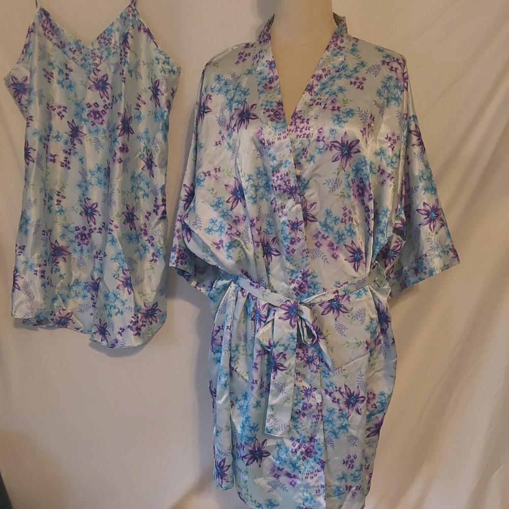 Secret Treasures Floral Polyester Kimono Robe And Nig… - Gem
